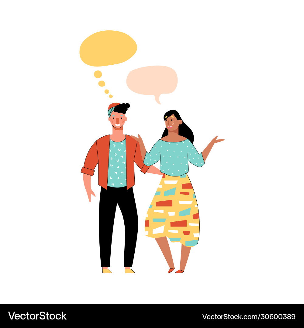 Cartoon couple with blank thought and speech Vector Image