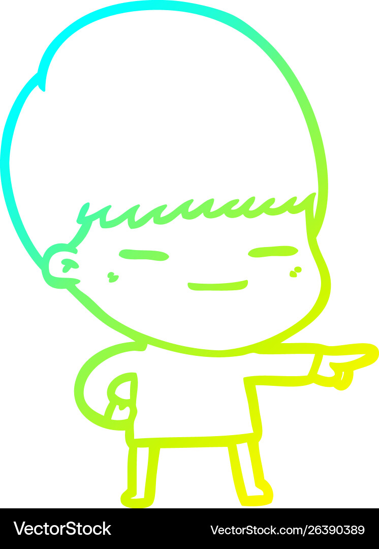 Cold gradient line drawing cartoon smug boy Vector Image