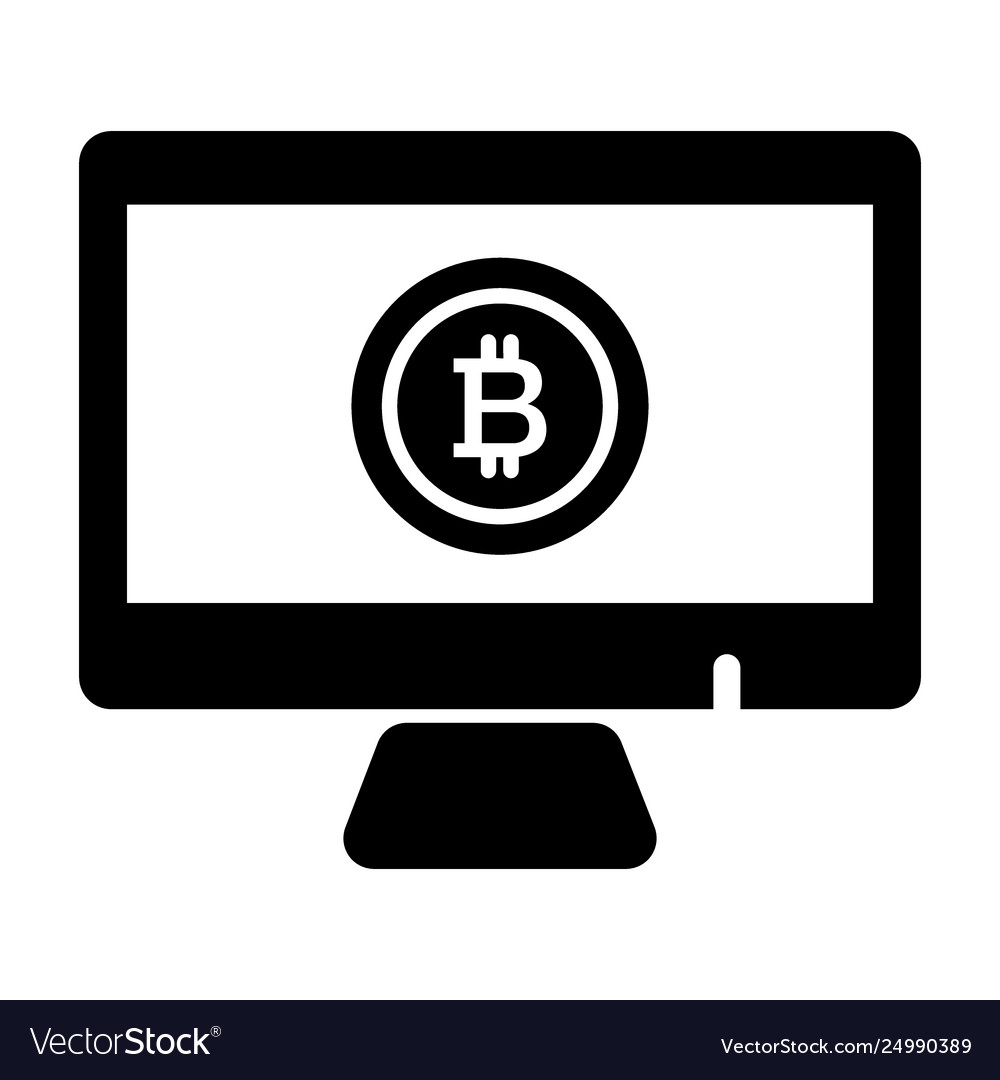 Monitor bitcoin solid icon Royalty Free Vector Image