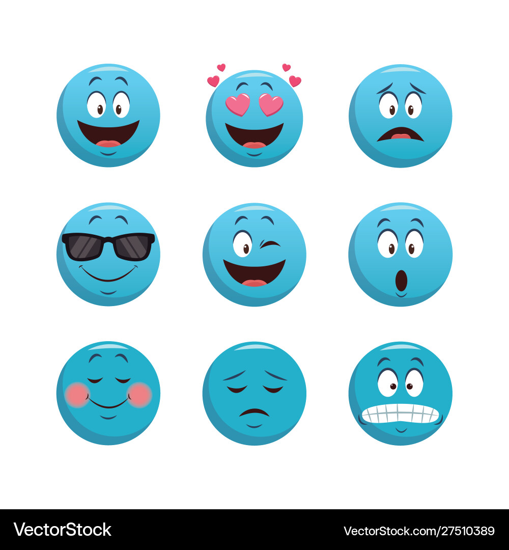 Set chat emoticons colorful design Royalty Free Vector Image