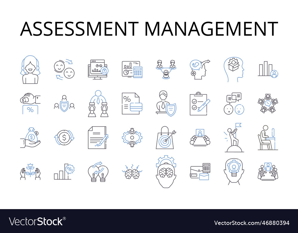 Assessment Management Line Icons Collection Risk Vector Image