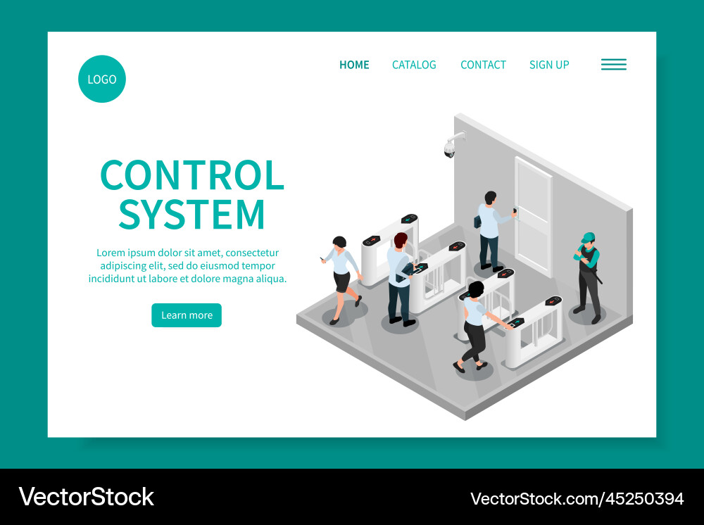 Control system landing page Royalty Free Vector Image