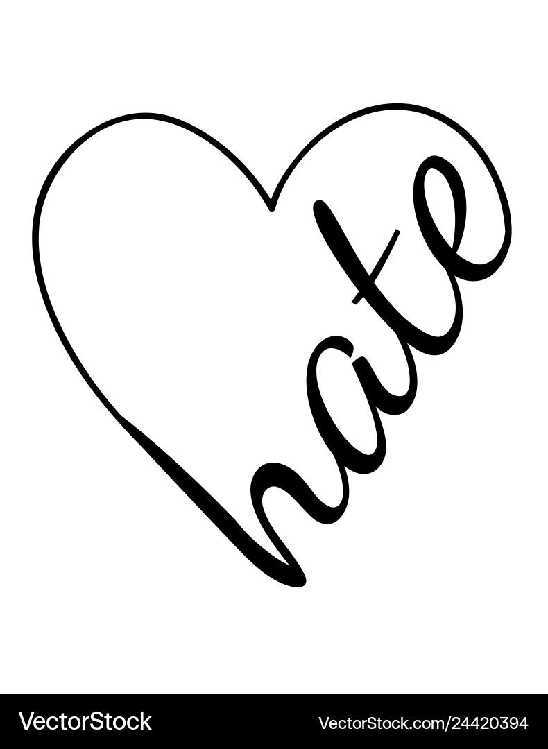 Lettering hate word in heart shape Royalty Free Vector Image
