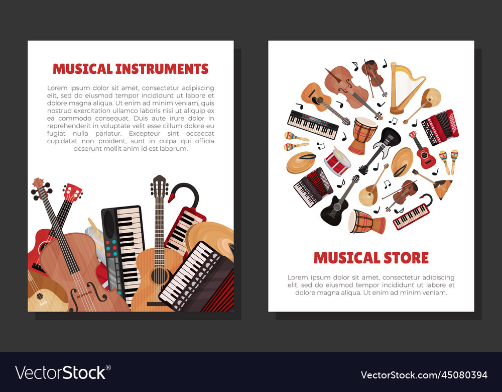 Musical instruments banner design Royalty Free Vector Image