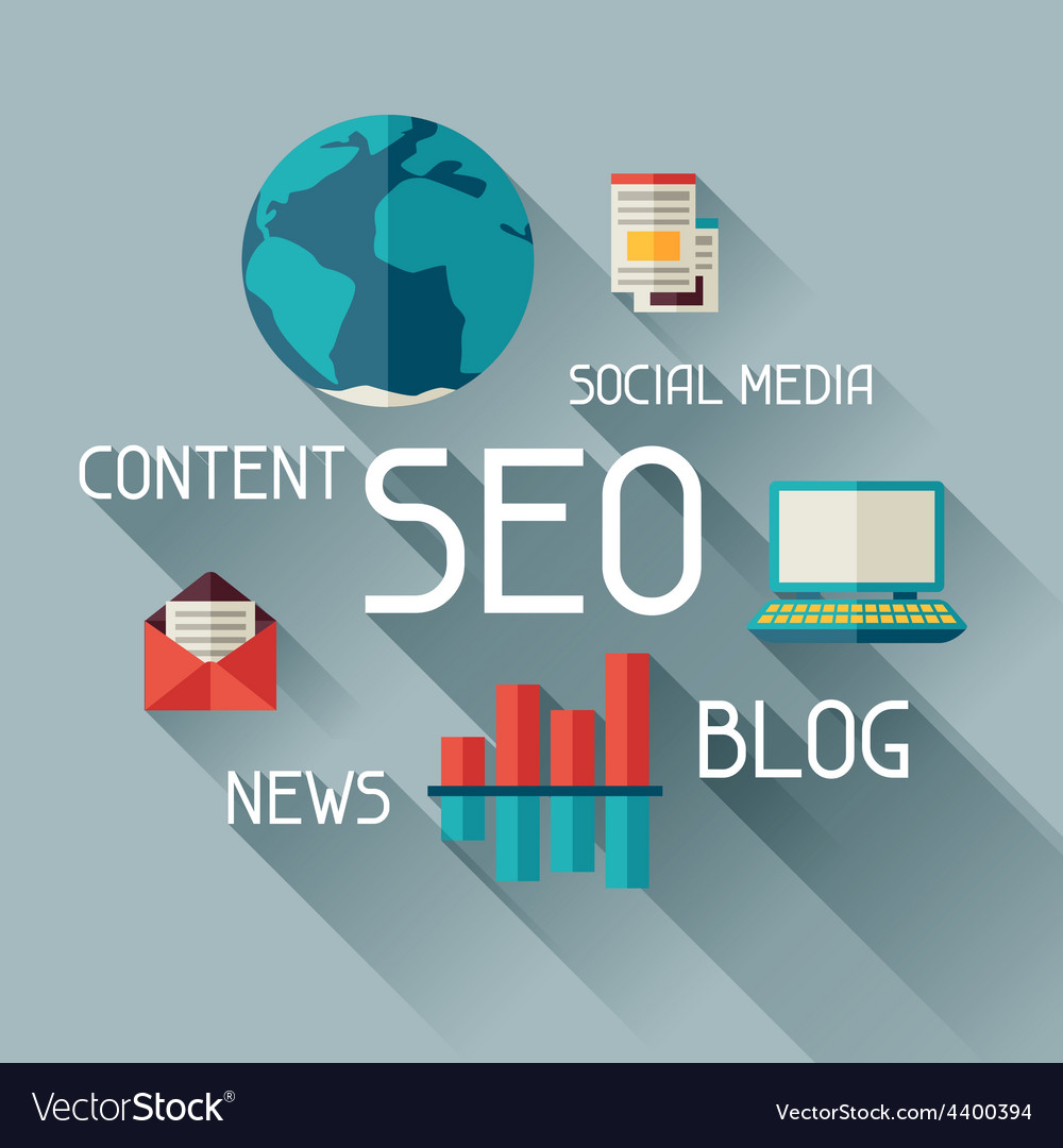 Seo concept in flat design style Royalty Free Vector Image