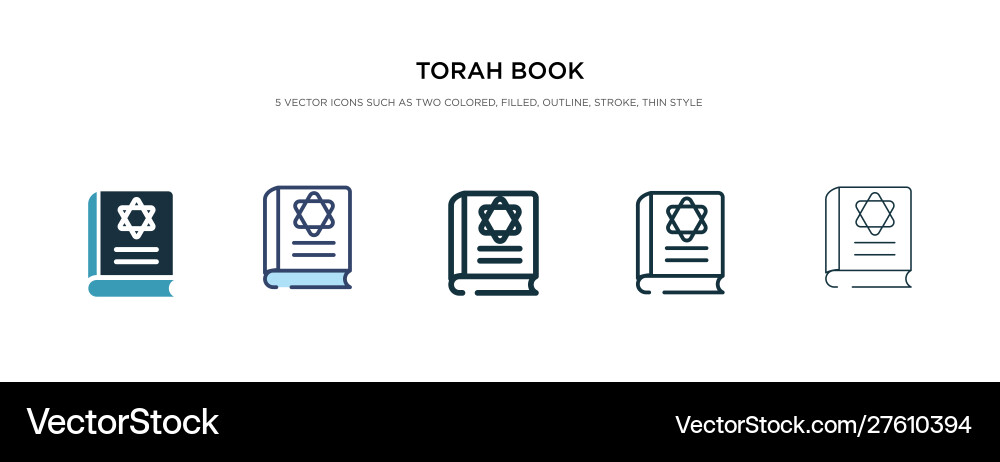 Torah book icon in different style two colored Vector Image
