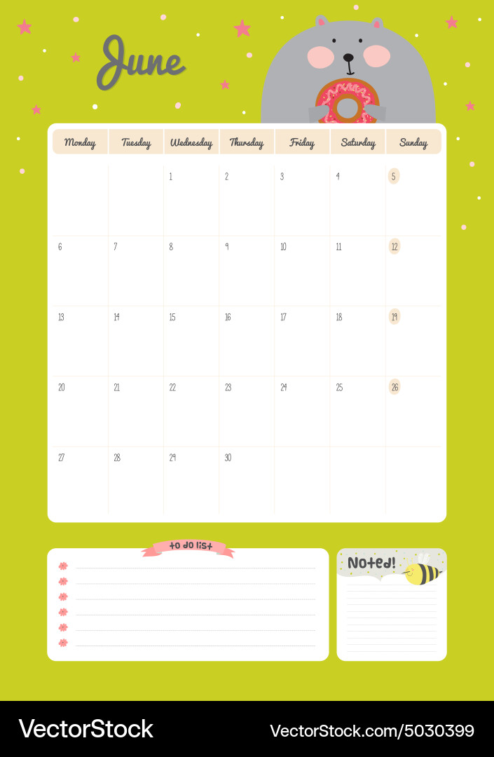 Cute calendar diary template for 2016 with animals