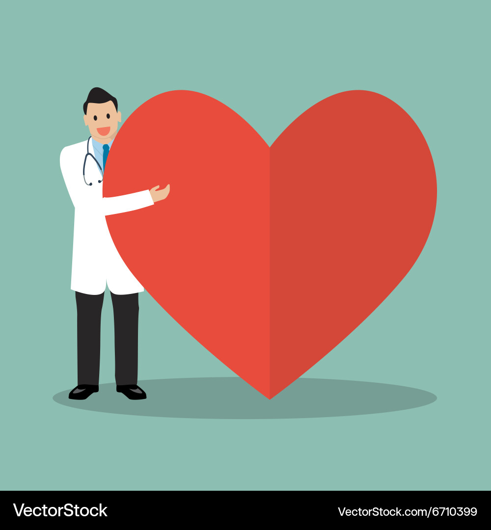 Doctor presenting the big heart Royalty Free Vector Image