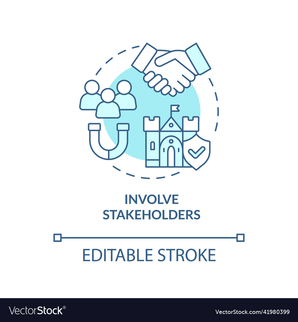 Involve stakeholders turquoise concept icon Vector Image Involve stakeholders turquoise concept icon Vector Image