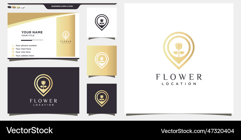 Flower location logo with pin concept Royalty Free Vector