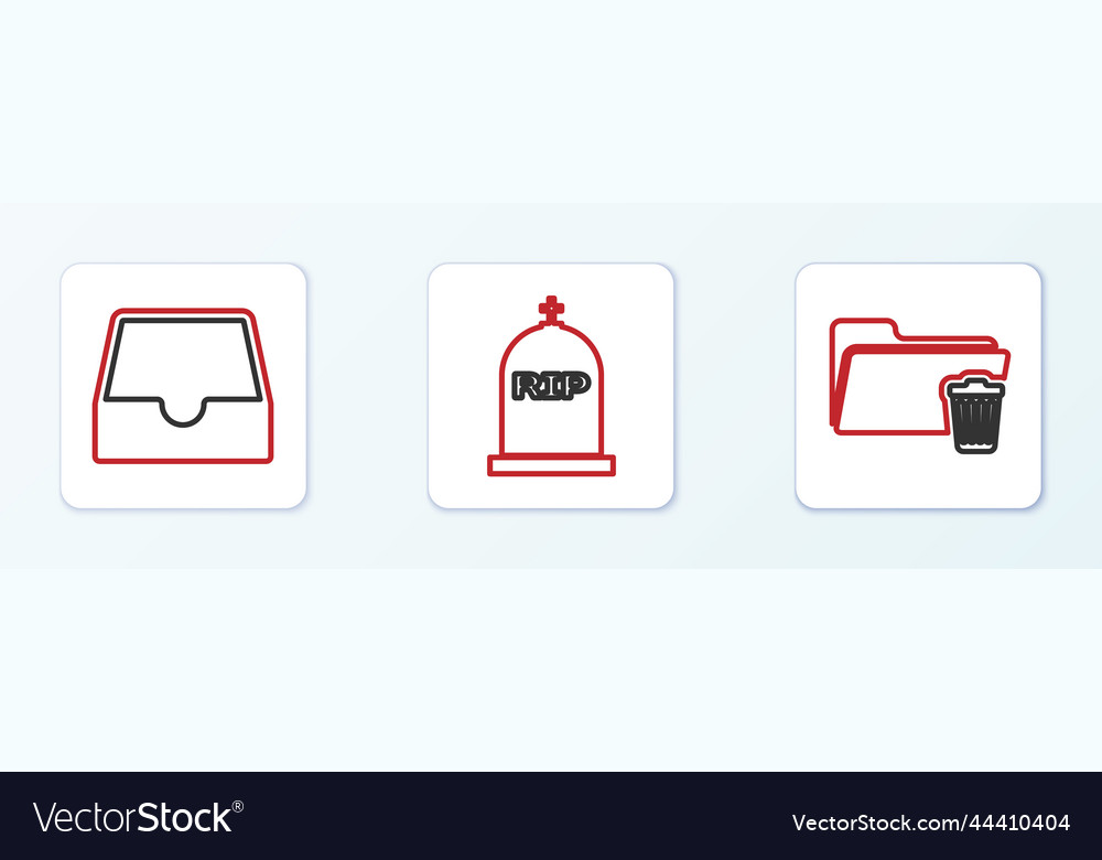 Set line delete folder social media inbox Vector Image
