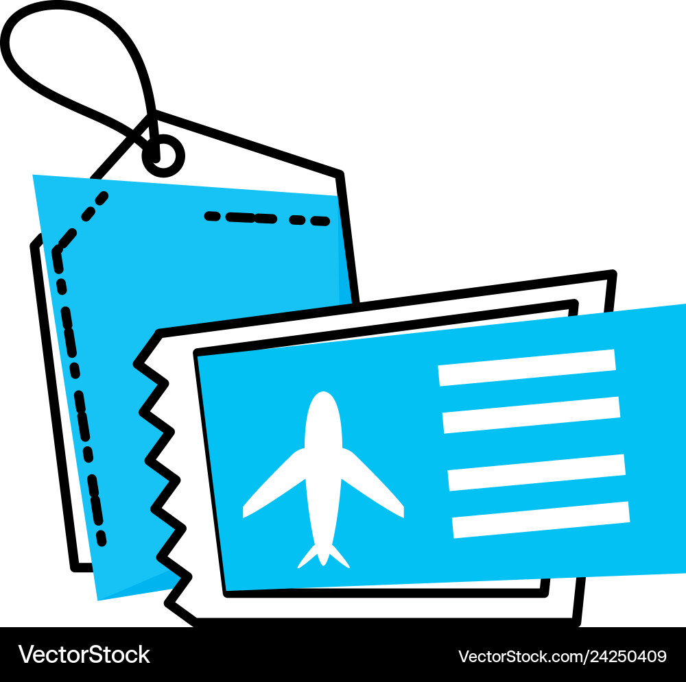 Airplane ticket with tag commercial Royalty Free Vector