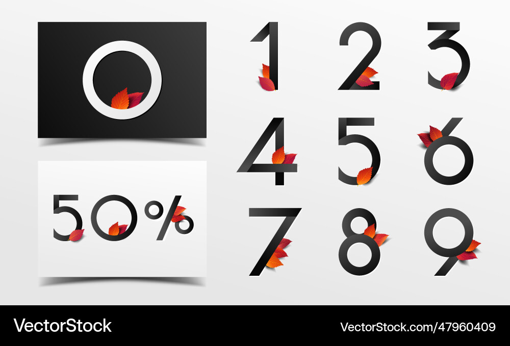 Beautiful alphabet number collection with red Vector Image