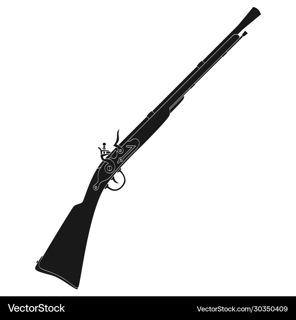 Monochrome icon with antique rifle Royalty Free Vector Image