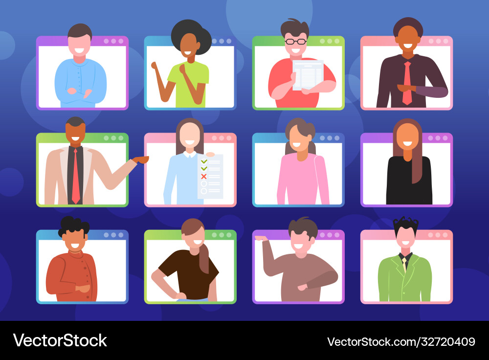 Set businesspeople having online conference during