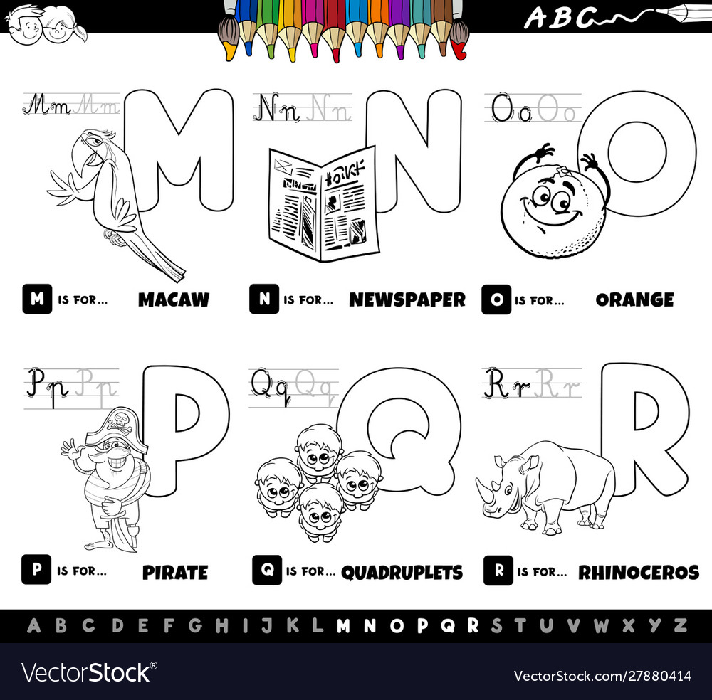 Educational alphabet letters set coloring book Vector Image
