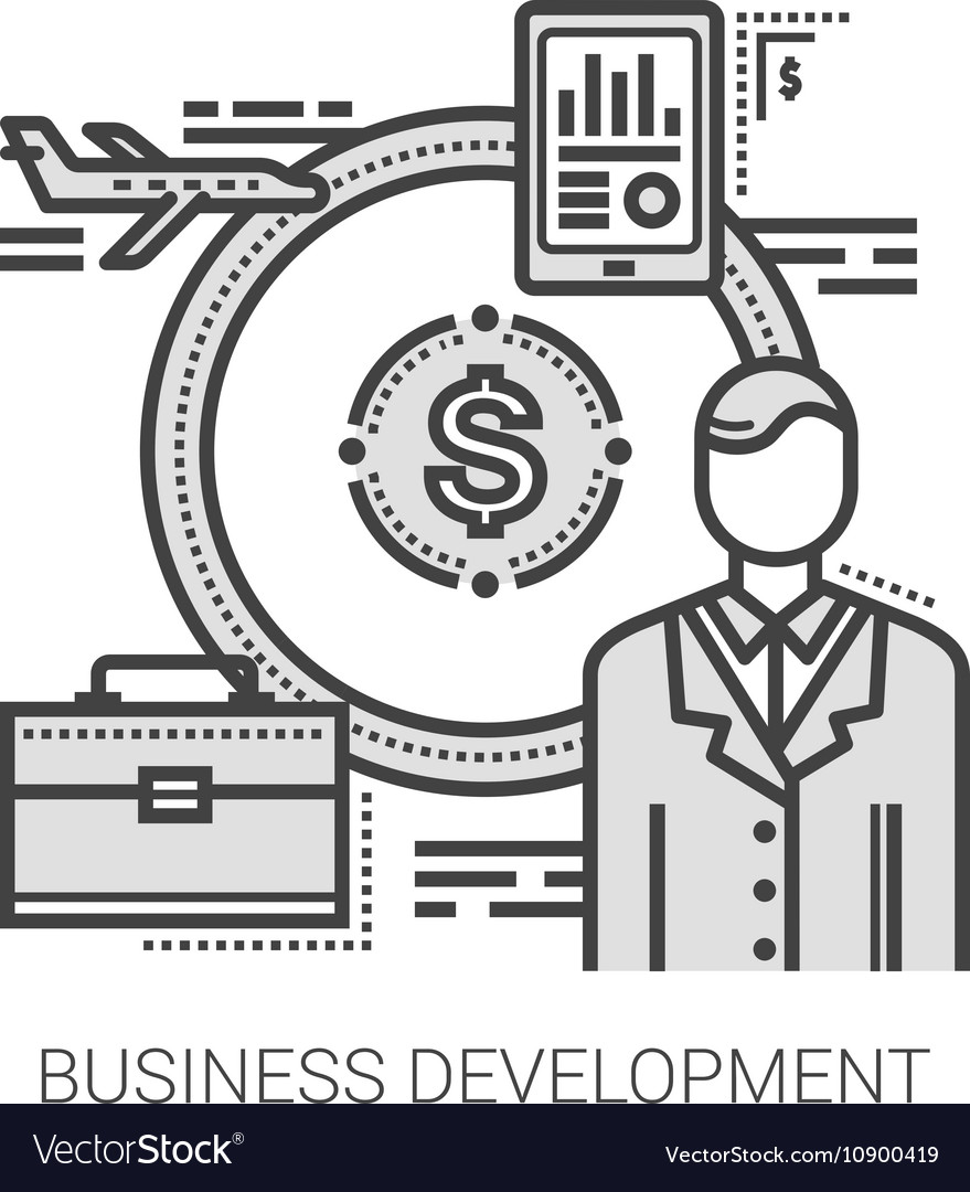 Business development line icons Royalty Free Vector Image