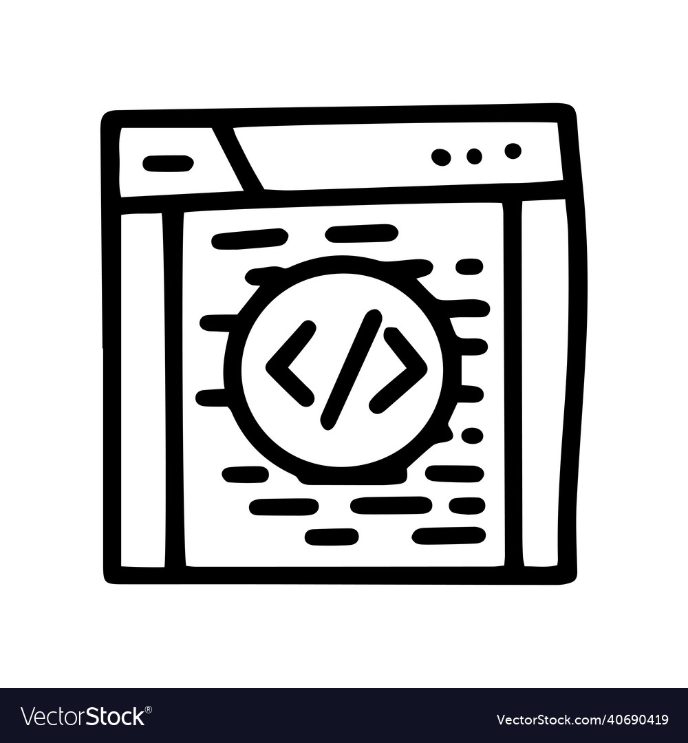 Coding line doodle simple icon design Royalty Free Vector
