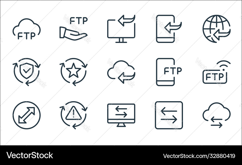 Data transfer line icons linear set quality line Vector Image