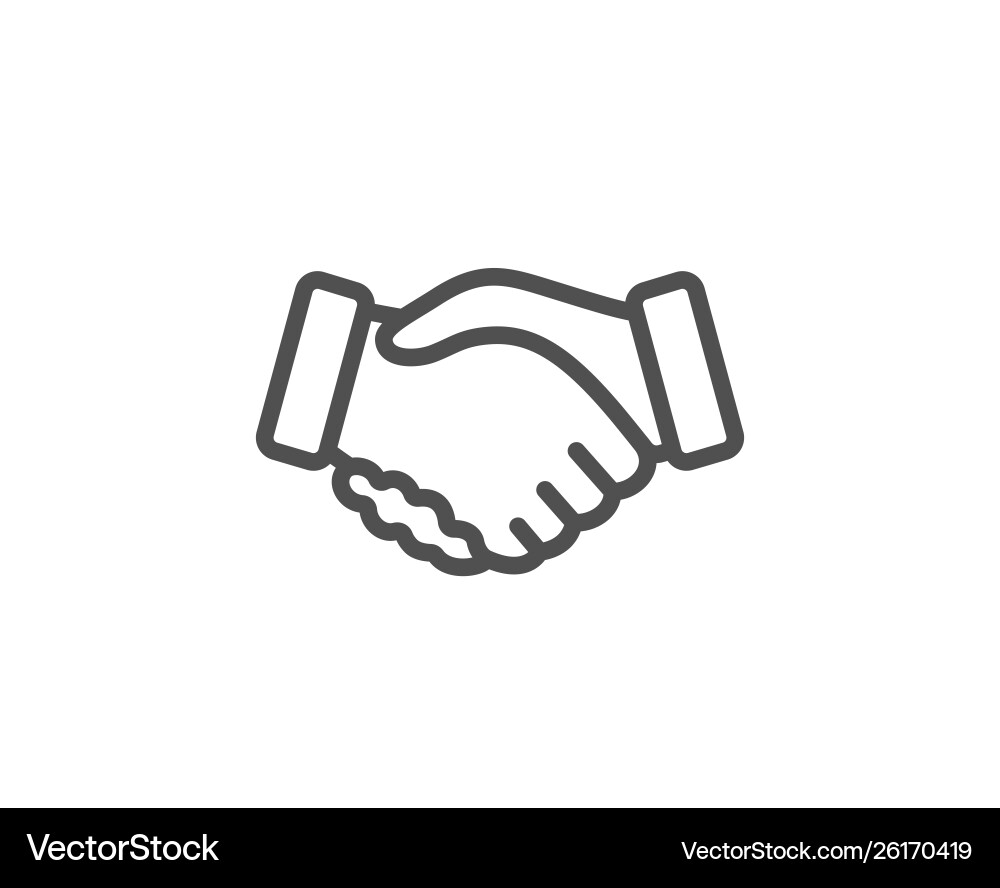 Handshake line icon hand gesture sign Royalty Free Vector