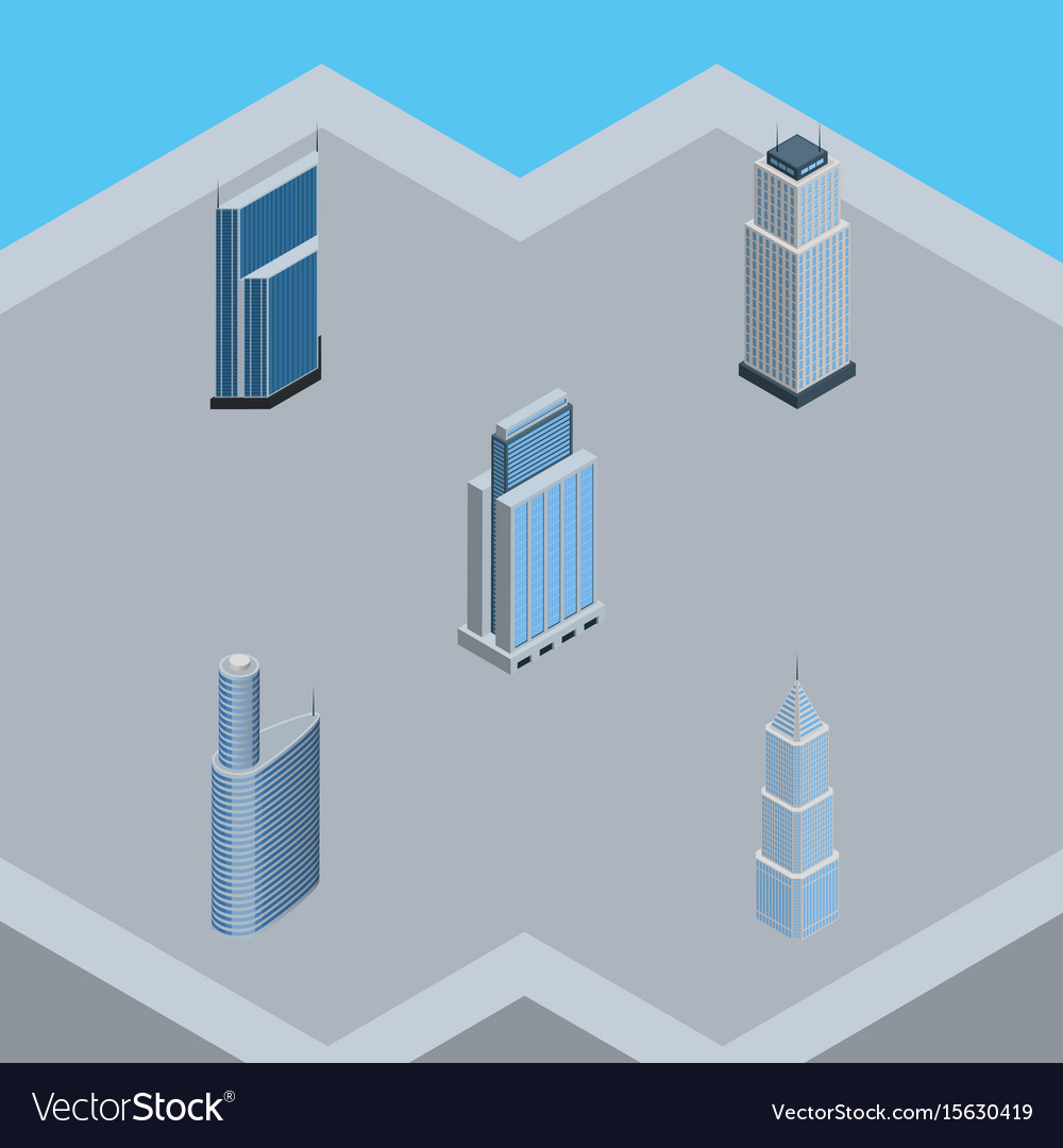 Isometric building set of exterior building Vector Image