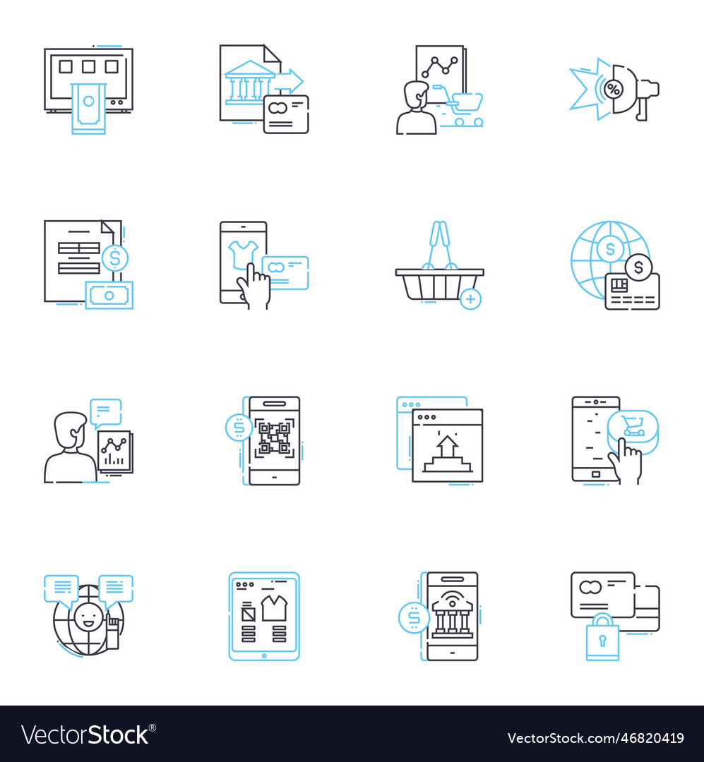 Online media linear icons set digital content Vector Image