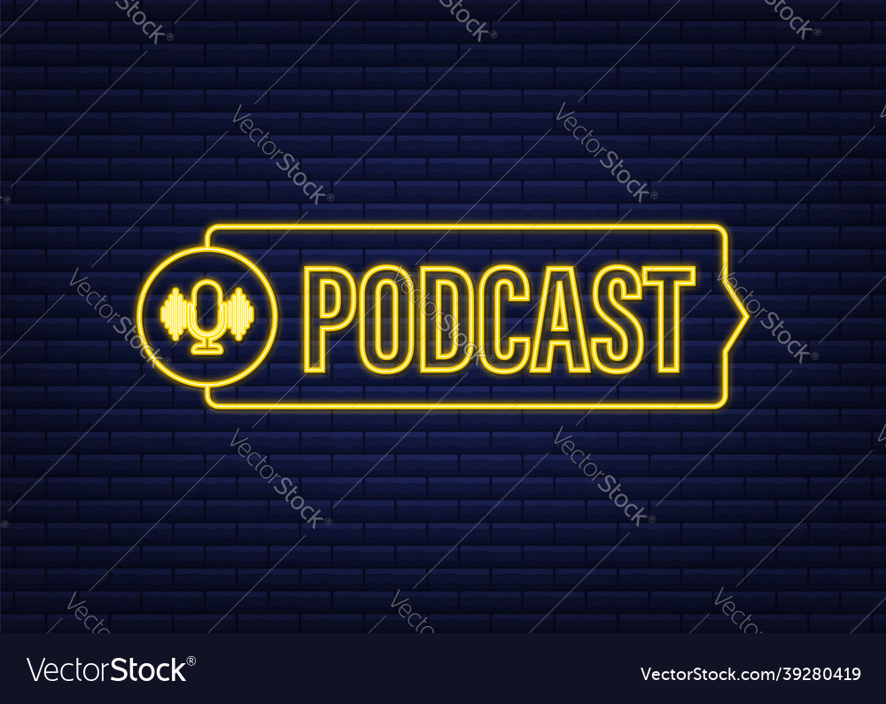 Podcast neon icon badge stamp logo Royalty Free Vector Image Podcast neon icon badge stamp logo Royalty Free Vector Image