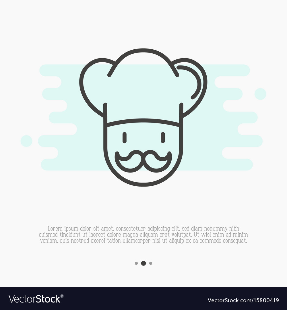 Professional chef with mustache thin line icon Vector Image