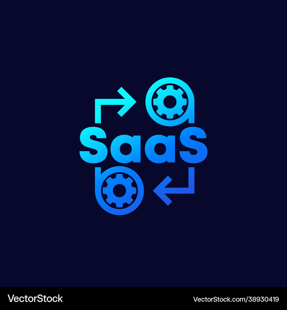 Saas software as a service icon with gears Vector Image