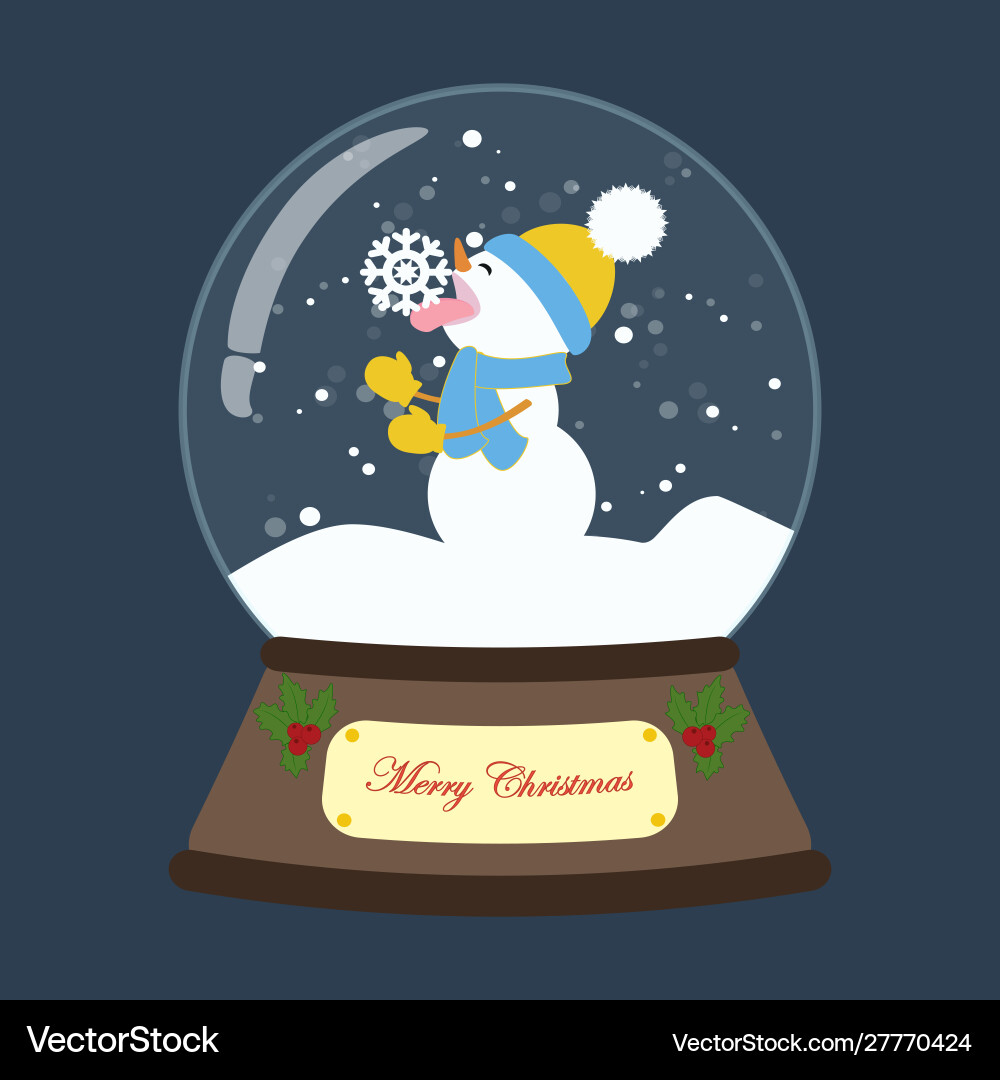 Christmas snow globe with snowman Royalty Free Vector Image