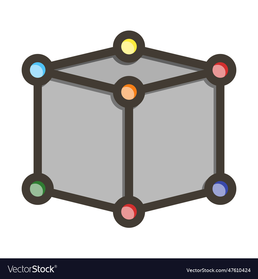 Cube thick line filled colors for personal Vector Image