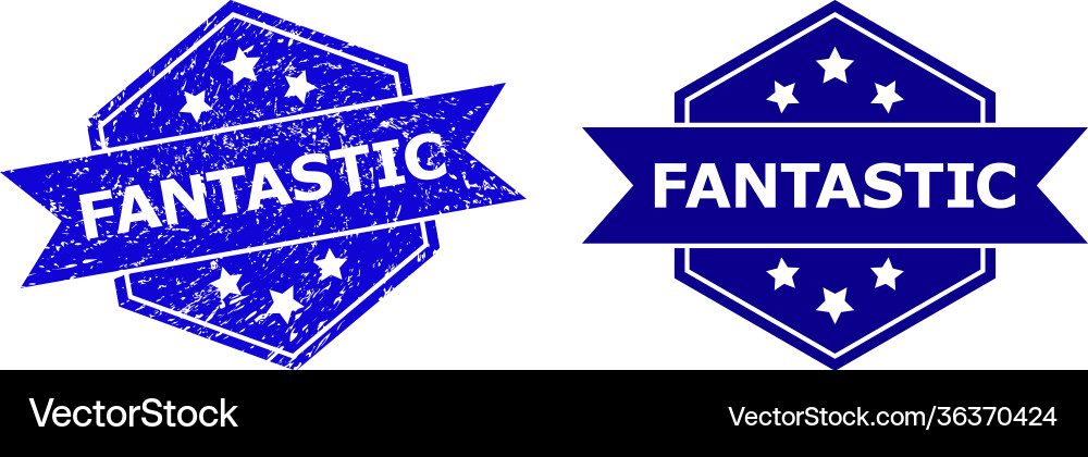Hexagon fantastic stamp with distress style Vector Image