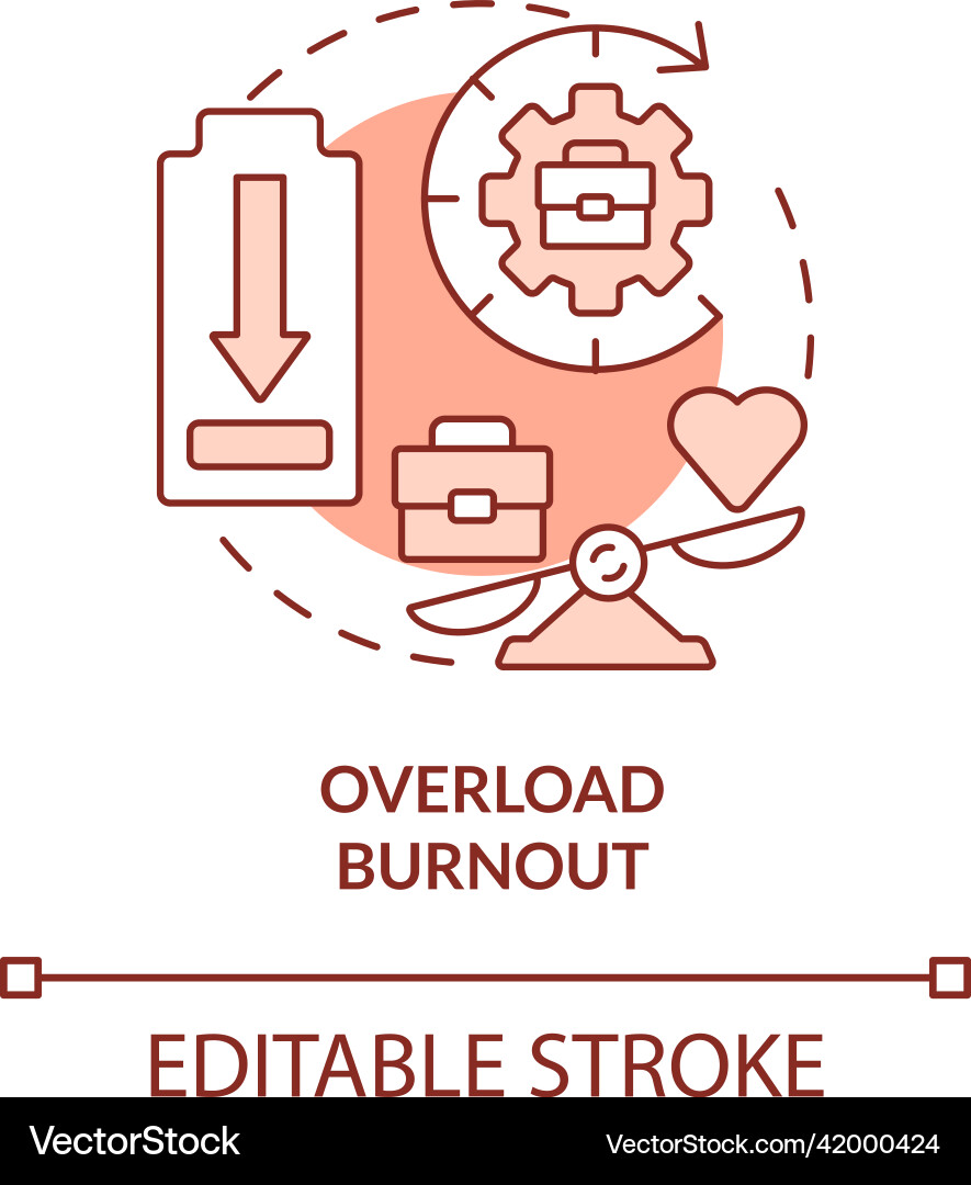 Overload burnout red concept icon Royalty Free Vector Image