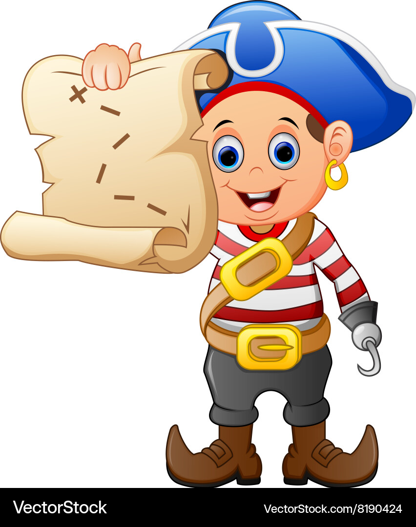 Pirate holding treasure map Royalty Free Vector Image