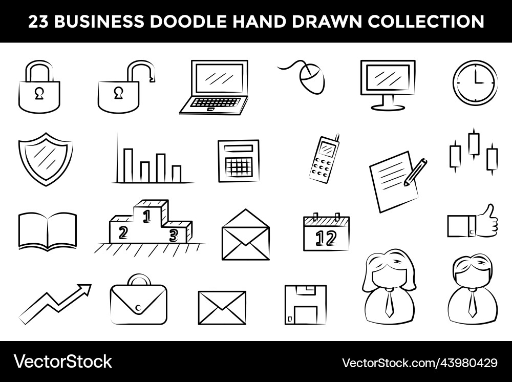 Business doodle hand drawn collection Royalty Free Vector