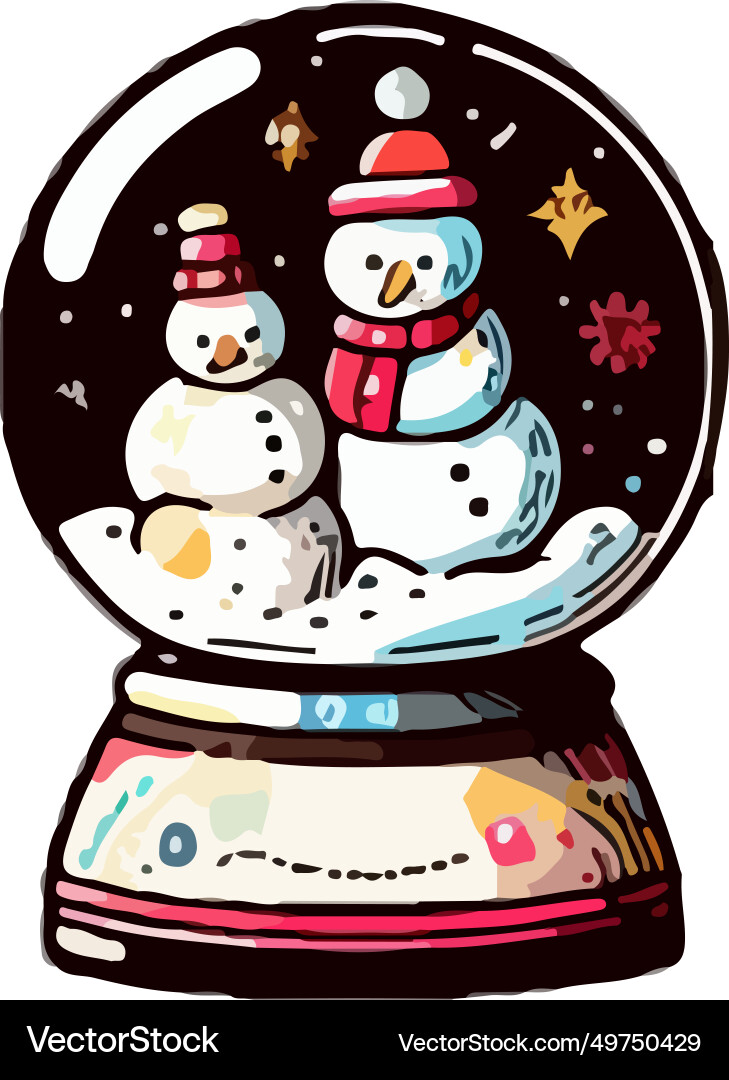 Christmas snow globe with snowmen Royalty Free Vector Image