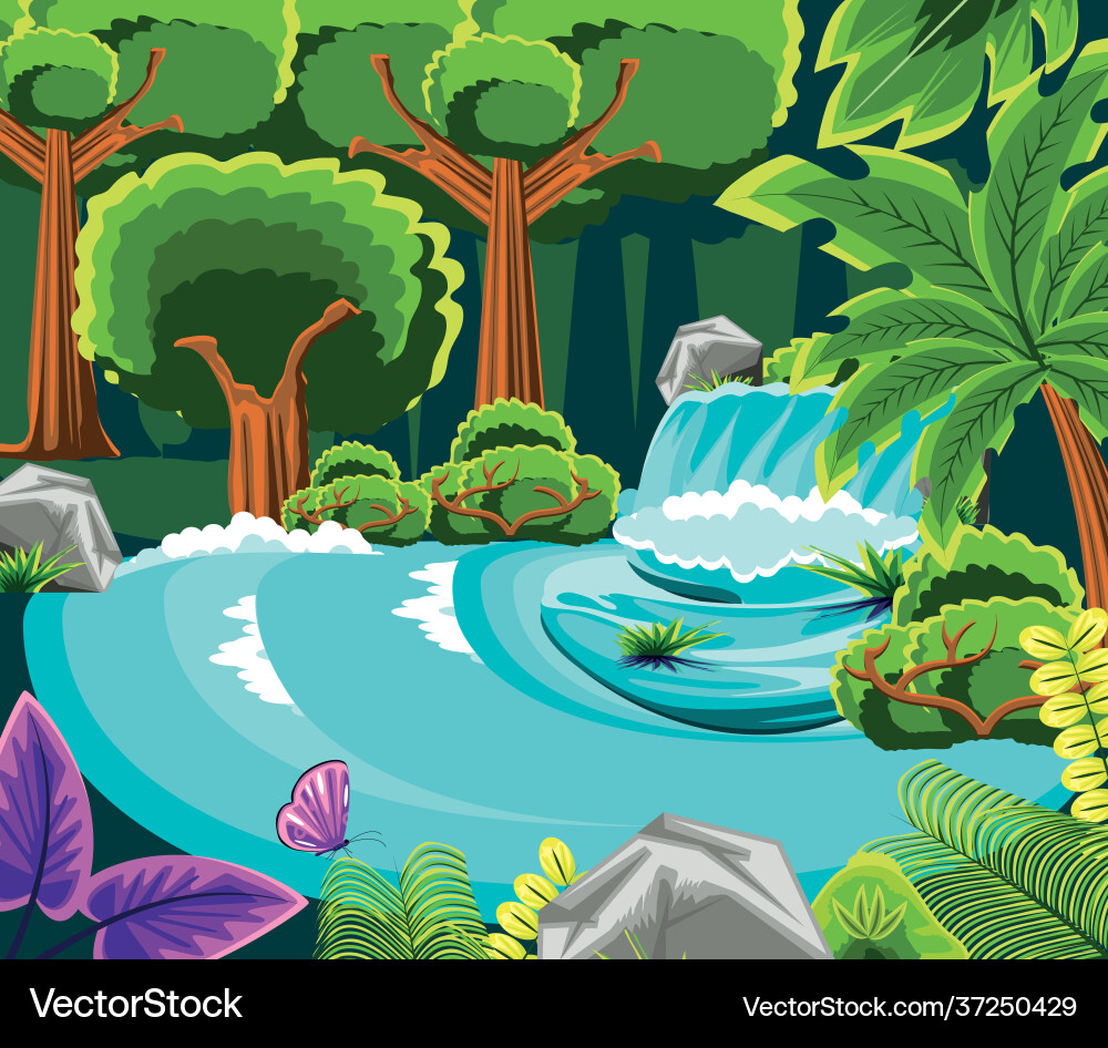 Forest jungle scene Royalty Free Vector Image - VectorStock