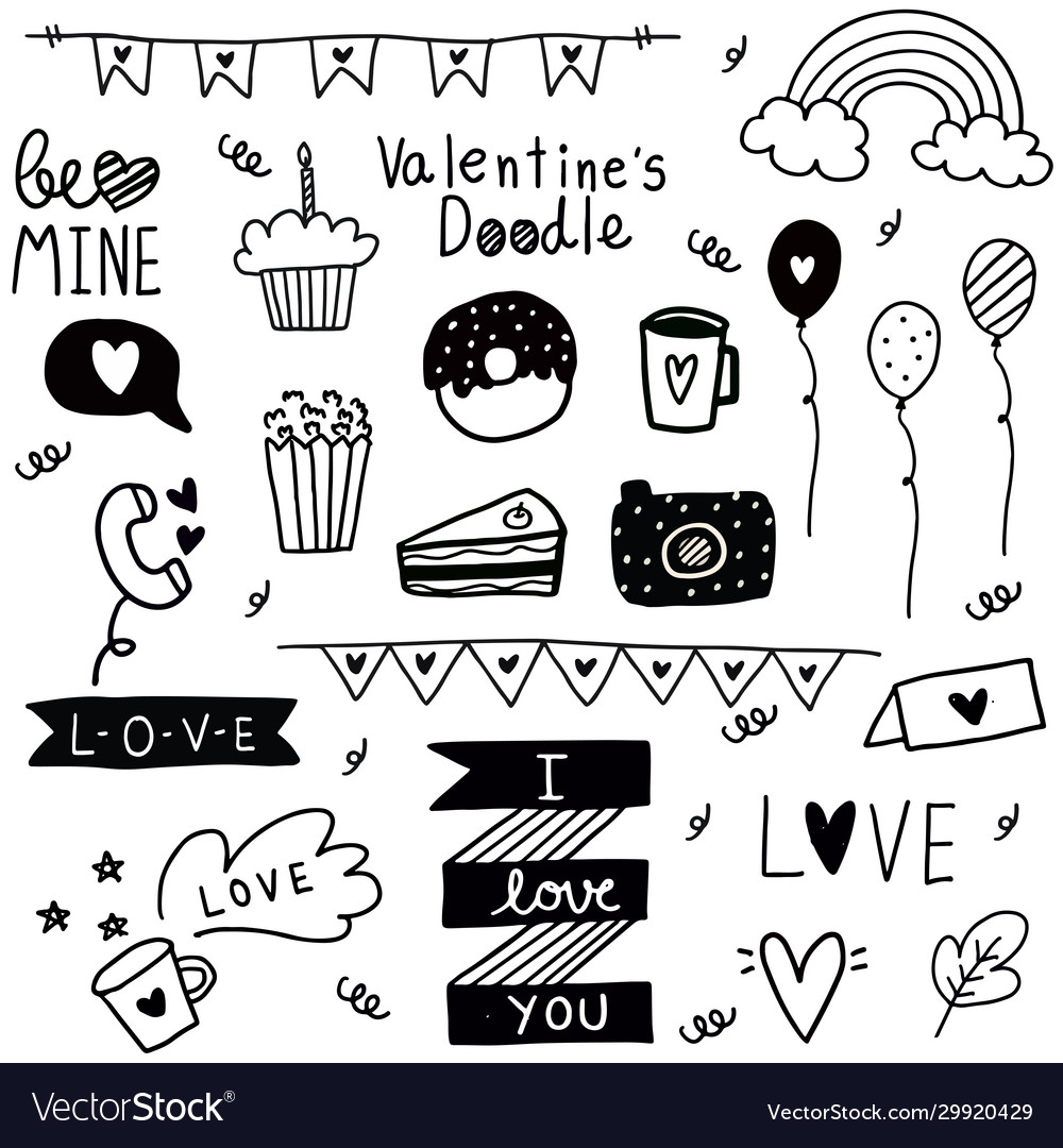 Hand drawn doodle valentine day Royalty Free Vector Image