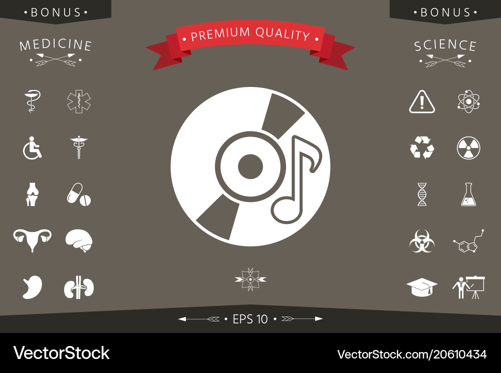 Cd dvd with music symbol icon Royalty Free Vector Image