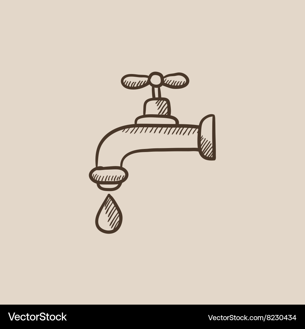 Dripping tap with drop sketch icon Royalty Free Vector Image