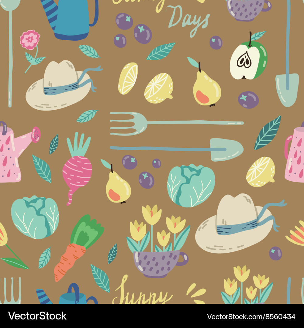 Spring garden seamless pattern Royalty Free Vector Image