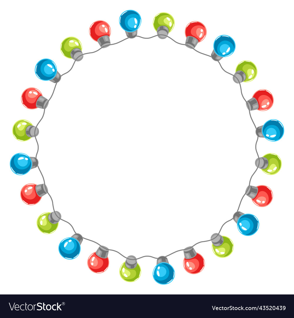 Frame with garland of light bulbs merry christmas Vector Image
