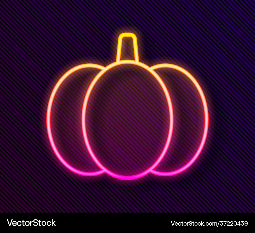 Glowing neon line pumpkin icon isolated on black Vector Image