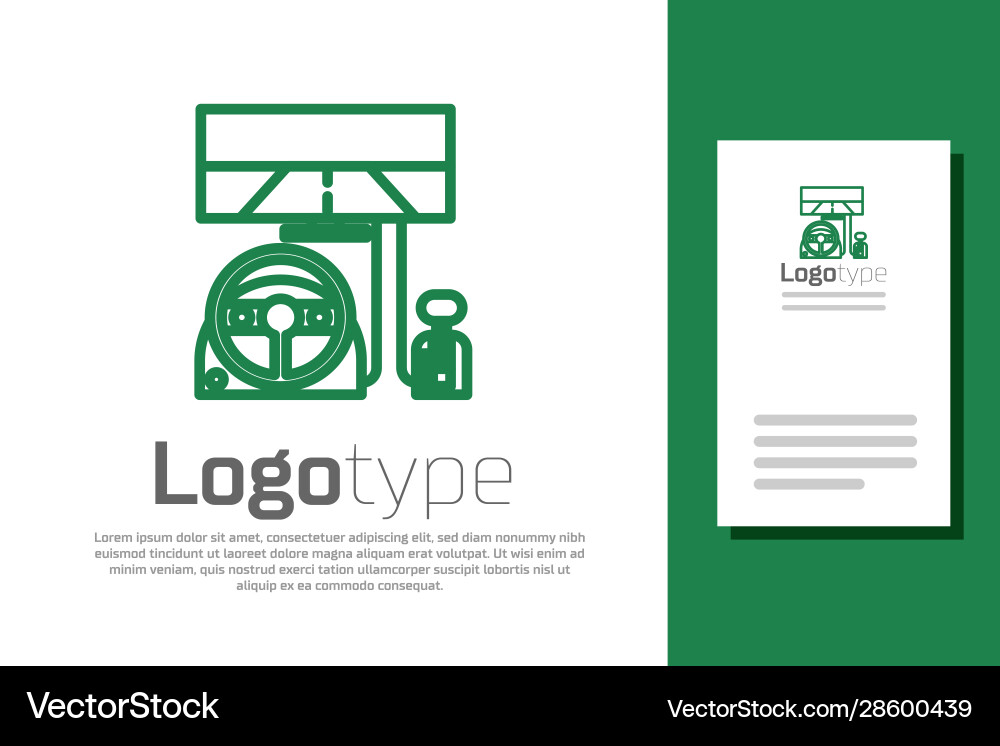 Green line racing simulator cockpit icon isolated Vector Image