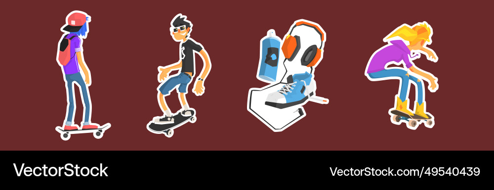 Skateboard modern colorful sticker as active Vector Image