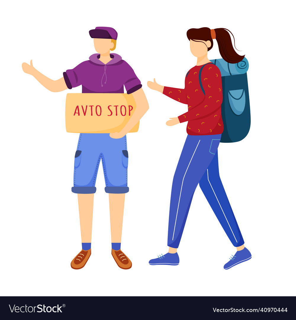 Hitchhiking Experience Flat Trip Ideas For Youth Vector Image hitchhiking-experience-flat-trip-ideas-for-youth-vector-image