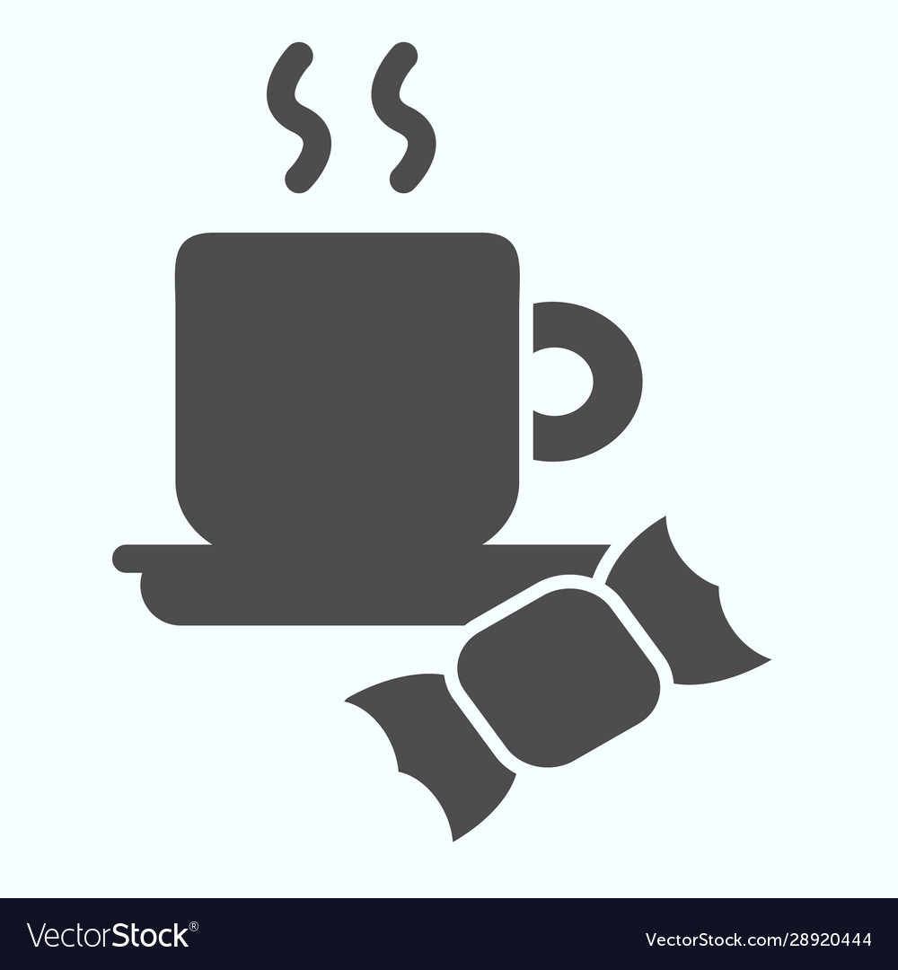 Tea with candy solid icon with sweets Royalty Free Vector