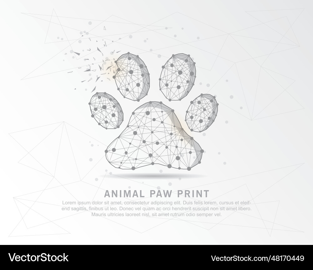 Animal paw print abstract mash line Royalty Free Vector