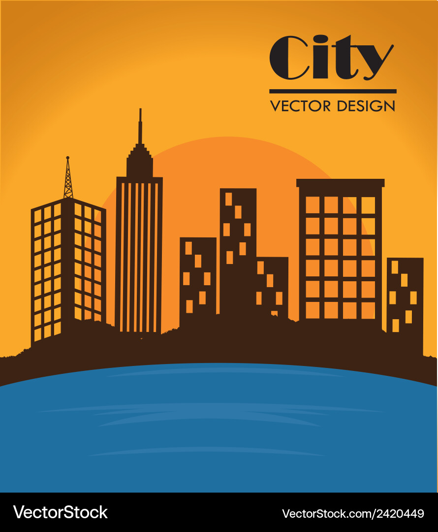 City design over sunset background Royalty Free Vector Image