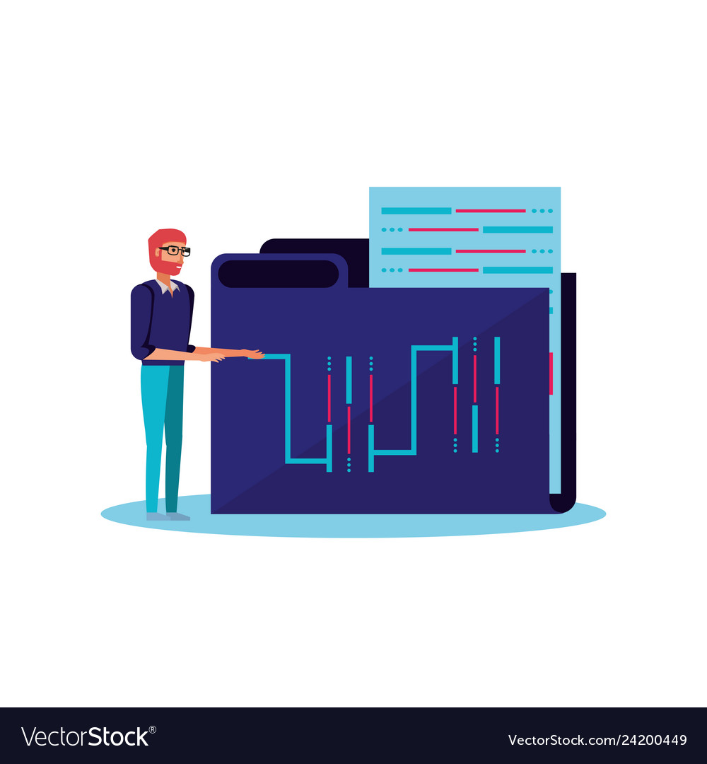 Folder document with young man Royalty Free Vector Image